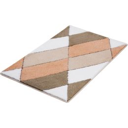 Badematte Kleine Wolke "Ayana, Badvorleger, Badezimmer Teppich", bunt (seide), H:15mm, Polyacryl, Badematten, Badematte, Badteppich, modernes Rauten Design, leichter Hoch-Tief Effekt