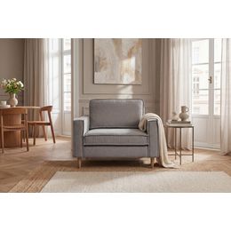 Loveseat Home Affaire "Pinto Skandi 105 cm, Chenille, Struktur", grau, B:108cm H:89cm T:97cm, 100% Polyester, Sessel, mit Keder, Massivholzf&uuml;&szlig;e Eiche ger&auml;uchert