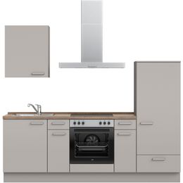 K&uuml;chenzeile Nobilia "Touch I", NEU: individuell anpassbar mit gratis Profi-Beratung", grau (k&uuml;che: grau, korpus: steingrau, arbeitsplatte: eiche havanna nachbildung), B:240,3cm H:216,6cm T:60cm, Komplettk&uuml;chen-Sets, K&uuml;chenzeile, vormontiert, Breite 240 cm, Ausrichtung w&auml;hlbar, wahlw. mit E-Ger&auml;ten