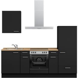 K&uuml;chenzeile Nobilia "Touch I", NEU: individuell anpassbar mit gratis Profi-Beratung", schwarz (k&uuml;che: schwarz, korpus: schwarz, arbeitsplatte: eiche sierra nachbildung), B:240,3cm H:216,6cm T:60cm, Komplettk&uuml;chen-Sets, K&uuml;chenzeile, vormontiert, Breite 240 cm, Ausrichtung w&auml;hlbar, wahlw. mit E-Ger&auml;ten