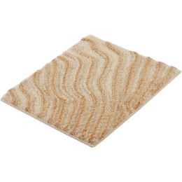 Badematte Kleine Wolke "Terrace, Badvorleger, Badezimmer Teppich", beige (sandbeige), H:23mm, Polyacryl, Badematten, Badematte, Badteppich, modernes Wellen Design, Hoch-Tief Effekt