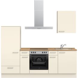 K&uuml;chenzeile Nobilia "Touch I", NEU: individuell anpassbar mit gratis Profi-Beratung", wei&szlig; (k&uuml;che: wei&szlig;, korpus: magnolia matt, arbeitsplatte: eiche sierra nachbildung), B:240,3cm H:216,6cm T:60cm, Komplettk&uuml;chen-Sets, K&uuml;chenzeile, vormontiert, Breite 240 cm, Ausrichtung w&auml;hlbar, wahlw. mit E-Ger&auml;ten
