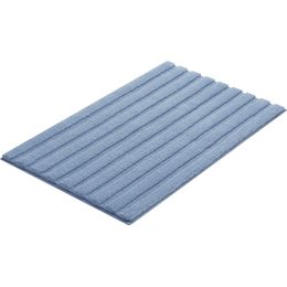 Badematte Kleine Wolke "Cord, Badvorleger, Badezimmer Teppich", blau (stahlblau), H:25mm, Polyacryl, Badematten, Badematte, Badteppich, Streifen Design, Hoch-Tief Effekt