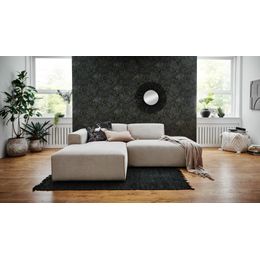 Ecksofa Home Affaire "Noord mit Kedernaht, Breite 227 cm, L-Form", beige (cream), B:227cm H:71cm T:161cm, 94% Polyester; 6% Nylon, Sofas, Ecksofa, Cord, Struktur, Webstoff, mit Wellenunterfederung, Massivholzrahmen