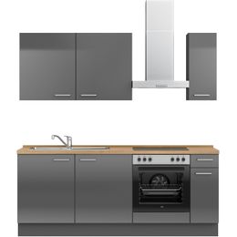 K&uuml;chenzeile Nobilia "Flash I", NEU: individuell anpassbar mit gratis Profi-Beratung", grau (k&uuml;che: grau, korpus: schiefergrau, arbeitsplatte: eiche sierra nachbildung), B:210,3cm H:216,6cm T:60cm, Komplettk&uuml;chen-Sets, K&uuml;chenzeile, vormontiert, Breite 210 cm, Ausrichtung w&auml;hlbar, wahlw. mit E-Ger&auml;ten