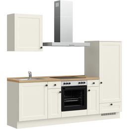 K&uuml;chenzeile Nobilia "Cascada I", NEU: individuell anpassbar mit gratis Profi-Beratung", wei&szlig; (k&uuml;che: wei&szlig;, korpus: lacklaminat wei&szlig;, arbeitsplatte: eiche sierra nachbildung), B:240,3cm H:216,6cm T:60cm, Komplettk&uuml;chen-Sets, K&uuml;chenzeile, vormontiert, Breite 240 cm, Ausrichtung w&auml;hlbar, wahlw. mit E-Ger&auml;ten