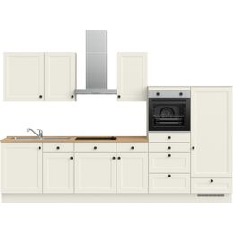 K&uuml;chenzeile Nobilia "Cascada I", NEU: individuell anpassbar mit gratis Profi-Beratung", wei&szlig; (k&uuml;che: wei&szlig;, korpus: lacklaminat wei&szlig;, arbeitsplatte: eiche sierra nachbildung), B:330,3cm H:216,6cm T:60cm, Komplettk&uuml;chen-Sets, K&uuml;chenzeile, vormontiert, Breite 330 cm, Ausrichtung w&auml;hlbar, wahlw. mit E-Ger&auml;ten