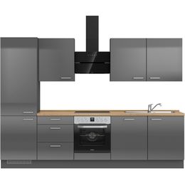 K&uuml;chenzeile Nobilia "Flash II", NEU: individuell anpassbar mit gratis Profi-Beratung", grau (k&uuml;che: grau, korpus: schiefergrau, arbeitsplatte: eiche sierra nachbildung), B:300,3cm H:216,6cm T:60cm, Komplettk&uuml;chen-Sets, K&uuml;chenzeile, vormontiert, Breite 300 cm, Ausrichtung w&auml;hlbar, wahlw. mit E-Ger&auml;ten