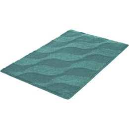 Badematte Kleine Wolke "&raquo;Onda&laquo;, Badvorleger, Badezimmer Teppich", gr&uuml;n (petrol), H:15mm, Polyacryl, Badematten, Badematte, Badteppich, modernes Ton in Ton Wellendesign, flauschig