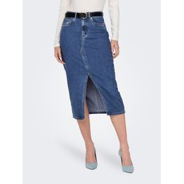 Jeansrock Only "ONLSIRI FRONT SLIT SKIRT DNM GUA NOOS", Damen, Gr. XS (34), blau (medium blau denim), Denim/Jeans, Obermaterial: 74% Baumwolle, 25% Polyester, 1% Elasthan, unifarben, ca. Mitte Wade, R&ouml;cke Jeansrock