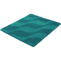 Badematte Kleine Wolke "&raquo;Onda&laquo;, Badvorleger, Badezimmer Teppich", gr&uuml;n (petrol), H:15mm, Polyacryl, Badematten, Badematte, Badteppich, modernes Ton in Ton Wellendesign, flauschig