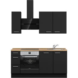 K&uuml;chenzeile Nobilia "Touch II", NEU: individuell anpassbar mit gratis Profi-Beratung", schwarz (k&uuml;che: schwarz, korpus: schwarz, arbeitsplatte: eiche sierra nachbildung), B:180,3cm H:216,6cm T:60cm, Komplettk&uuml;chen-Sets, K&uuml;chenzeile, vormontiert, Breite 180 cm, Ausrichtung w&auml;hlbar, wahlw. mit E-Ger&auml;ten