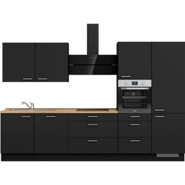 K&uuml;chenzeile Nobilia "Touch II", NEU: individuell anpassbar mit gratis Profi-Beratung", schwarz (k&uuml;che: schwarz, korpus: schwarz, arbeitsplatte: eiche sierra nachbildung), B:330,3cm H:216,6cm T:60cm, Komplettk&uuml;chen-Sets, K&uuml;chenzeile, vormontiert, Breite 330 cm, Ausrichtung w&auml;hlbar, wahlw. mit E-Ger&auml;ten