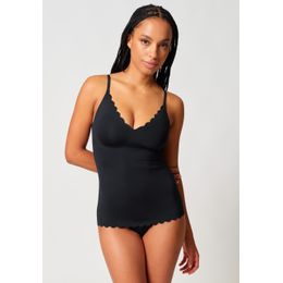 BH-Hemd Skiny "Sensation", Damen, Gr. 38, N-Gr, N-Gr, schwarz, Obermaterial: 56% Polyamid, 44% Elasthan, unifarben, normal, BHs BH-Hemd, tiefer V-Ausschnitt, schmale Tr&auml;ger, herausnehmbare Pads