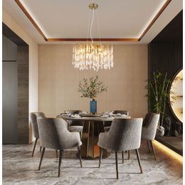 Globo LIGHTING H&auml;ngeleuchte "GLORIA", goldfarben matt, 8, H: 120cm, 1 Stk., Leuchten, Deckenluster in edler Goldoptik und klaren Glaselementen, H&auml;ngeleuchte