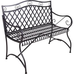 Gartenbank Garden Pleasure "PORAK", schwarz, B:60cm H:97cm T:111,5cm, Stahl, Sitzb&auml;nke, Gartenbank, mit Armlehne und Verzierungen