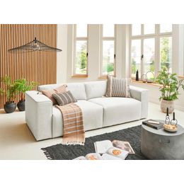 3-Sitzer Home Affaire "Noord mit Kedernaht, Breite 232 cm", beige (sand), B:232cm H:71cm T:96cm, 100% Polyester, Sofas, Cord, Struktur, Webstoff, mit Wellenunterfederung, Massivholzrahmen