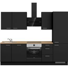 K&uuml;chenzeile Nobilia "Touch II", NEU: individuell anpassbar mit gratis Profi-Beratung", schwarz (k&uuml;che: schwarz, korpus: schwarz, arbeitsplatte: eiche sierra nachbildung), B:270,3cm H:216,6cm T:60cm, Komplettk&uuml;chen-Sets, K&uuml;chenzeile, vormontiert, Breite 270 cm, Ausrichtung w&auml;hlbar, wahlw. mit E-Ger&auml;ten