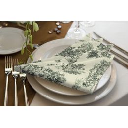 Stoffserviette Adam "Good Old Days" Gr. 1, gr&uuml;n (dunkelgr&uuml;n, natur), B:30cm L:30cm, Obermaterial: 100% Baumwolle, Servietten, GOTS organic,zertifiziert durch CERES 0242Made in Germany