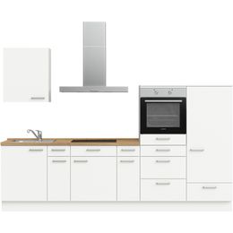 K&uuml;chenzeile Nobilia "Touch I", NEU: individuell anpassbar mit gratis Profi-Beratung", wei&szlig; (k&uuml;che: wei&szlig;, korpus: alpinwei&szlig;, arbeitsplatte: eiche sierra nachbildung), B:300,3cm H:216,6cm T:60cm, Komplettk&uuml;chen-Sets, K&uuml;chenzeile, vormontiert, Breite 300 cm, Ausrichtung w&auml;hlbar, wahlw. mit E-Ger&auml;ten
