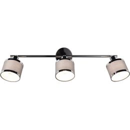 Trio LEUCHTEN Deckenstrahler "AROSA, Spot, Metall chrom Stoff grau, exkl. E14 max 28W", grau (chrom, grau), 3, H: 19cm, 1 Stk., Leuchten, Deckenspot, Stange mit drehbaren kippbaren schwenkbaren Spots &Oslash;10cm, Deckenstrahler