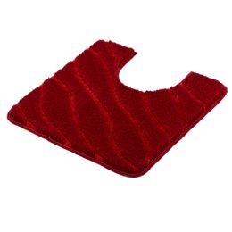 Badematte Kleine Wolke "Tram, Badvorleger, Badezimmer Teppich", rot (granat), H:20mm, Polyacryl, Badematten, Badematte, Badteppich, modernes Wellen Design, Hoch-Tief Effekt