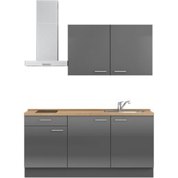 K&uuml;chenzeile Nobilia "Flash I", NEU: individuell anpassbar mit gratis Profi-Beratung", grau (k&uuml;che: grau, korpus: schiefergrau, arbeitsplatte: eiche sierra nachbildung), B:180,3cm H:216,6cm T:60cm, Komplettk&uuml;chen-Sets, K&uuml;chenzeile, vormontiert, Breite 180 cm, Ausrichtung w&auml;hlbar, wahlw. mit E-Ger&auml;ten