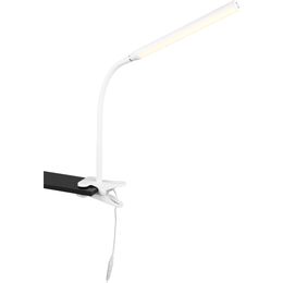 REALITY LEUCHTEN LED Klemmleuchte "NEVADA, 5W 600 Lumen CCT 3000-4000-5000K wamwei&szlig;-kaltwei&szlig;", wei&szlig; matt, 1, H: 38cm, 1 Stk., Leuchten, Lichtfarbe einstellbar dimmbar per Sensordimmer schwenkbare Klemmlampe