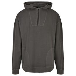 Hoodie Urban Classics "Urban Classics Herren Overdyed Camp Hoody", Herren, Gr. M, grau (schwarzbird), 100% Baumwolle, Sweatshirts Hoodie