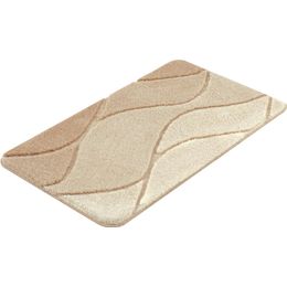 Badematte Kleine Wolke "Fiona, Badvorleger, Badezimmer Teppich", beige (bahamabeige), H:20mm, Polyacryl, Badematten, Badematte, Badteppich, modernes Wellen Design, Hoch-Tief Effekt, waschbar