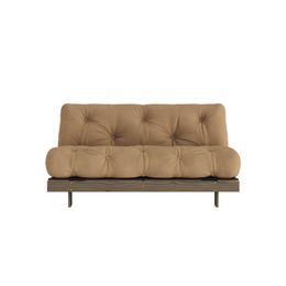 Daybett Karup Design "Roots Sofa Bed, Schlafsofa,, Bettfunktion, FSC-Massivholz", braun (mocca), B:160cm H:85cm, Bezug: 80% Baumwolle, 20% Polyester, Daybetten, Inkl. Futonmatratze, Made in Europe, langlebig, B: 140 oder 160 cm