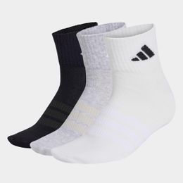 Sportsocken adidas Performance "T ESS ANK 3P", Damen, Gr. XXL (49/51), medium grau heather, wei&szlig;, schwarz, Obermaterial: 54% Baumwolle, 43% Polyester, 2% Elasthan, 1% Polyamid, Socken Sportsocken