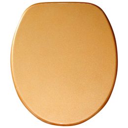 WC-Sitz Sanilo "Glitzer WC-Sitz mit Absenkautomatik, viele sch&ouml;ne Toilettensitze", gold (goldfarben), B:37,7cm L:47cm, MDF - Mitteldichte Holzfaserplatte, WC-Sitze, Premium Toilettendeckel, moderner Klodeckel, leichte Montage