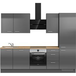 K&uuml;chenzeile Nobilia "Flash II", NEU: individuell anpassbar mit gratis Profi-Beratung", grau (k&uuml;che: grau, korpus: schiefergrau, arbeitsplatte: eiche sierra nachbildung), B:270,3cm H:216,6cm T:60cm, Komplettk&uuml;chen-Sets, K&uuml;chenzeile, vormontiert, Breite 270 cm, Ausrichtung w&auml;hlbar, wahlw. mit E-Ger&auml;ten