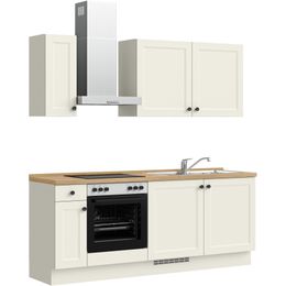 K&uuml;chenzeile Nobilia "Cascada I", NEU: individuell anpassbar mit gratis Profi-Beratung", wei&szlig; (k&uuml;che: wei&szlig;, korpus: lacklaminat wei&szlig;, arbeitsplatte: eiche sierra nachbildung), B:210,3cm H:216,6cm T:60cm, Komplettk&uuml;chen-Sets, K&uuml;chenzeile, vormontiert, Breite 210 cm, Ausrichtung w&auml;hlbar, wahlw. mit E-Ger&auml;ten