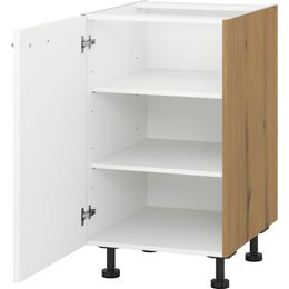 Unterschrank KOCHSTATION "KS-Scafa" mit zwei Einlegeb&ouml;den", wei&szlig;, B:60cm H:75cm T:56cm, Schr&auml;nke, Unterschrank, in verschiedenen Breiten, wahlweise T&uuml;ranschlag rechts oder links