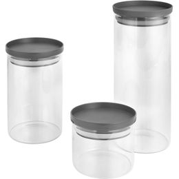 Vorratsglas Metaltex "Aroma Line, Lebensmittelaufbewahrungsbeh&auml;lter", transparent, &Oslash;:10cm, Borosilikatglas, Lebensmittelaufbewahrungsbeh&auml;lter, in drei Gr&ouml;&szlig;en 450 ml, 1000 ml und 1500 ml