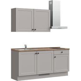 K&uuml;chenzeile Nobilia "Cascada I", NEU: individuell anpassbar mit gratis Profi-Beratung", grau (k&uuml;che: grau, korpus: lacklaminat steingraufarben, arbeitsplatte: eiche havanna nachbildung), B:180,3cm H:216,6cm T:60cm, Komplettk&uuml;chen-Sets, K&uuml;chenzeile, vormontiert, Breite 180 cm, Ausrichtung w&auml;hlbar, wahlw. mit E-Ger&auml;ten