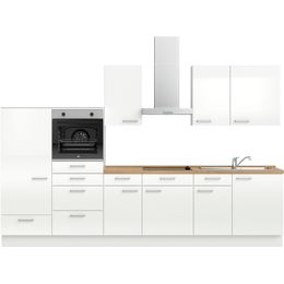 K&uuml;chenzeile Nobilia "Flash I", NEU: individuell anpassbar mit gratis Profi-Beratung", wei&szlig; (k&uuml;che: wei&szlig;, korpus: alpinwei&szlig;, arbeitsplatte: eiche sierra nachbildung), B:330,3cm H:216,6cm T:60cm, Komplettk&uuml;chen-Sets, K&uuml;chenzeile, vormontiert, Breite 330 cm, Ausrichtung w&auml;hlbar, wahlw. mit E-Ger&auml;ten