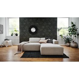 Ecksofa Home Affaire "Noord mit Kedernaht, Breite 227 cm, L-Form", beige (cream), B:227cm H:71cm T:161cm, 94% Polyester; 6% Nylon, Sofas, Ecksofa, Cord, Struktur, Webstoff, mit Wellenunterfederung, Massivholzrahmen