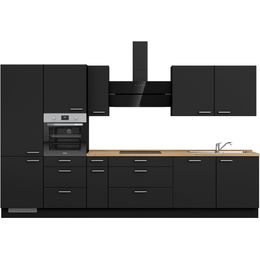 K&uuml;chenzeile Nobilia "Touch II", NEU: individuell anpassbar mit gratis Profi-Beratung", schwarz (k&uuml;che: schwarz, korpus: schwarz, arbeitsplatte: eiche sierra nachbildung), B:360,3cm H:216,6cm T:60cm, Komplettk&uuml;chen-Sets, K&uuml;chenzeile, vormontiert, Breite 360 cm, Ausrichtung w&auml;hlbar, wahlw. mit E-Ger&auml;ten