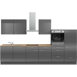 K&uuml;chenzeile Nobilia "Flash I", NEU: individuell anpassbar mit gratis Profi-Beratung", grau (k&uuml;che: grau, korpus: schiefergrau, arbeitsplatte: eiche sierra nachbildung), B:360,3cm H:216,6cm T:60cm, Komplettk&uuml;chen-Sets, K&uuml;chenzeile, vormontiert, Breite 360 cm, Ausrichtung w&auml;hlbar, wahlw. mit E-Ger&auml;ten