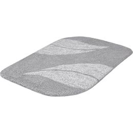 Badematte Meusch "Greta, Badvorleger, Badezimmer Teppich", silbergrau, H:20mm, Polyester, Badematten, Badematte, Badteppich mit dezentem, meliertem Blattmotiv