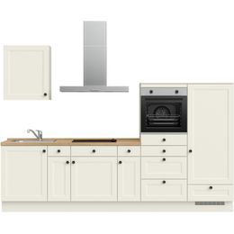 K&uuml;chenzeile Nobilia "Cascada I", NEU: individuell anpassbar mit gratis Profi-Beratung", wei&szlig; (k&uuml;che: wei&szlig;, korpus: lacklaminat wei&szlig;, arbeitsplatte: eiche sierra nachbildung), B:300,3cm H:216,6cm T:60cm, Komplettk&uuml;chen-Sets, K&uuml;chenzeile, vormontiert, Breite 300 cm, Ausrichtung w&auml;hlbar, wahlw. mit E-Ger&auml;ten