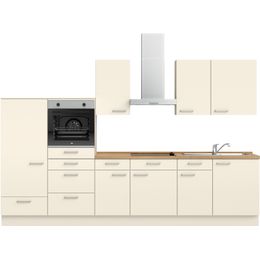 K&uuml;chenzeile Nobilia "Touch I", NEU: individuell anpassbar mit gratis Profi-Beratung", wei&szlig; (k&uuml;che: wei&szlig;, korpus: magnolia matt, arbeitsplatte: eiche sierra nachbildung), B:330,3cm H:216,6cm T:60cm, Komplettk&uuml;chen-Sets, K&uuml;chenzeile, vormontiert, Breite 330 cm, Ausrichtung w&auml;hlbar, wahlw. mit E-Ger&auml;ten