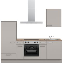 K&uuml;chenzeile Nobilia "Touch I", NEU: individuell anpassbar mit gratis Profi-Beratung", grau (k&uuml;che: grau, korpus: steingrau, arbeitsplatte: eiche havanna nachbildung), B:240,3cm H:216,6cm T:60cm, Komplettk&uuml;chen-Sets, K&uuml;chenzeile, vormontiert, Breite 240 cm, Ausrichtung w&auml;hlbar, wahlw. mit E-Ger&auml;ten