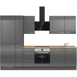 K&uuml;chenzeile Nobilia "Flash II", NEU: individuell anpassbar mit gratis Profi-Beratung", grau (k&uuml;che: grau, korpus: schiefergrau, arbeitsplatte: eiche sierra nachbildung), B:300,3cm H:216,6cm T:60cm, Komplettk&uuml;chen-Sets, K&uuml;chenzeile, vormontiert, Breite 300 cm, Ausrichtung w&auml;hlbar, wahlw. mit E-Ger&auml;ten