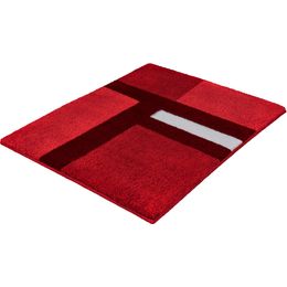 Badematte Kleine Wolke "&raquo;Ariana&laquo;, Badvorleger, Badezimmer Teppich", rubin, H:20mm, Polyester, Badematten, Badematte, Geometrisches Design mit kontrastierendem Mittelstreifen