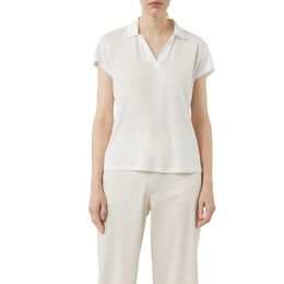 T-Shirt comma, Damen, Gr. 36, wei&szlig;, Single Jersey, Obermaterial: 85% Viskose, 15% Leinen, unifarben, regular fit taillenbedeckt, Shirts T-Shirt, mit Leinenanteil