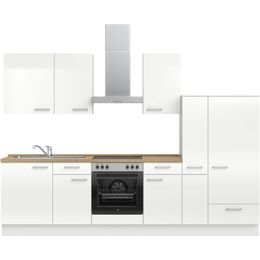 K&uuml;chenzeile Nobilia "Flash I", NEU: individuell anpassbar mit gratis Profi-Beratung", wei&szlig; (k&uuml;che: wei&szlig;, korpus: alpinwei&szlig;, arbeitsplatte: eiche sierra nachbildung), B:300,3cm H:216,6cm T:60cm, Komplettk&uuml;chen-Sets, K&uuml;chenzeile, vormontiert, Breite 300 cm, Ausrichtung w&auml;hlbar, wahlw. mit E-Ger&auml;ten